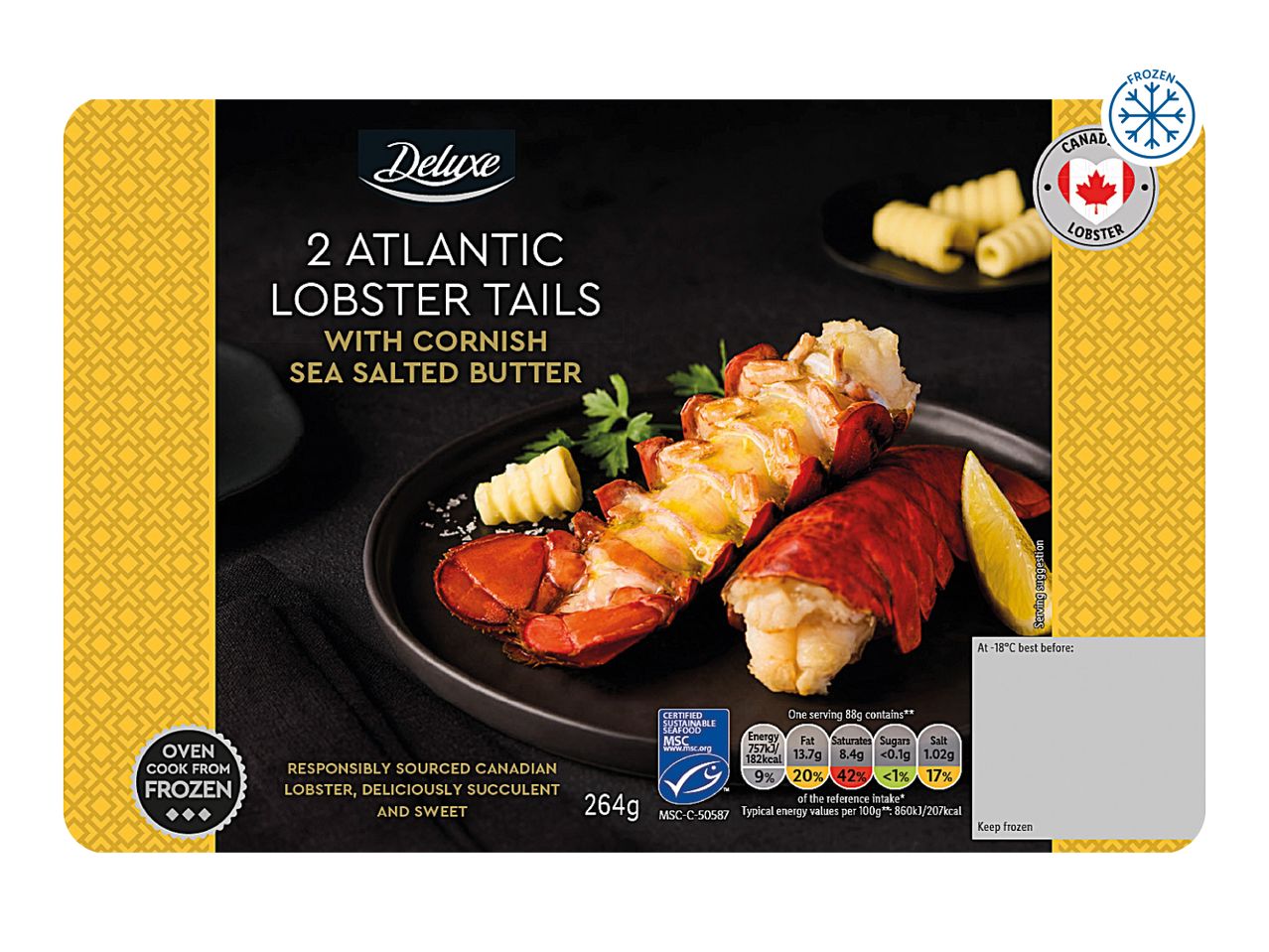 2 Atlantic Lobster Tails with Cornish Sea Salted Butter