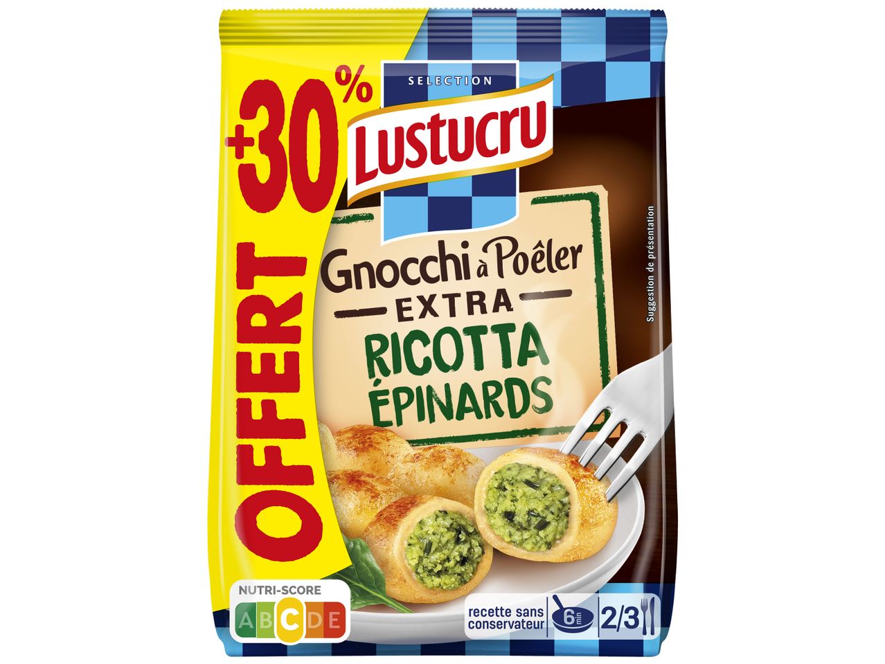 Lustucru Gnocchi à poêler extra ricotta épinard
